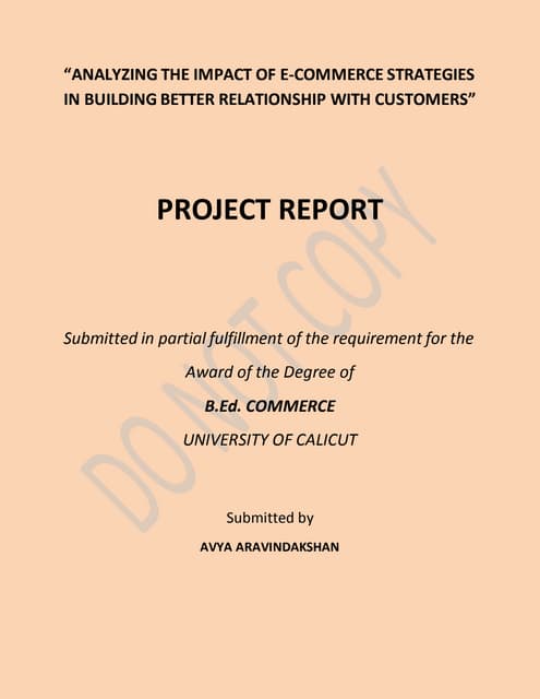 PROJECT REPORT ON “E-COMMERCE” | DOCX | Internet | Computing