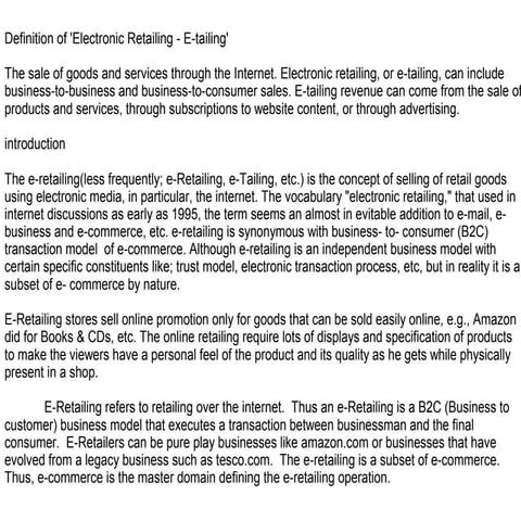 E commerce retailing | PPT