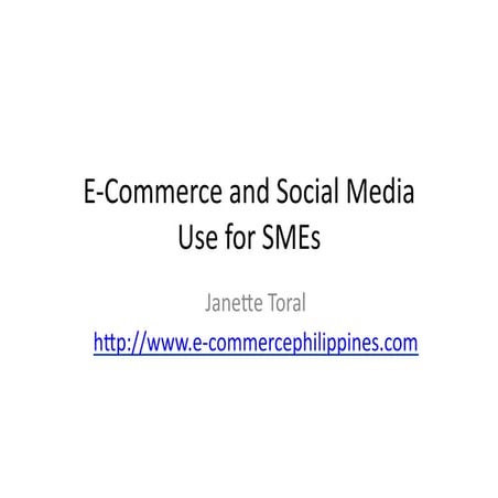 E-Commerce and Social Media Use for SMEs | PDF