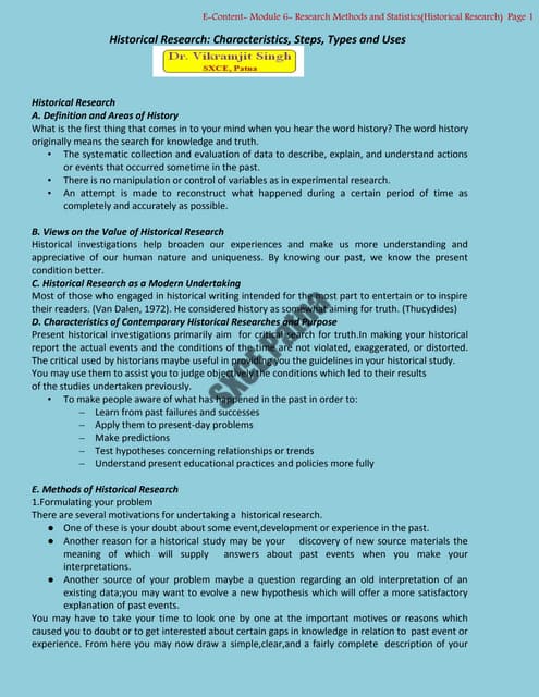 Historical Research Design Historical Research Design | PPT