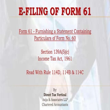 E filing of form 61 | PPTX | Credit Cards | Personal Debt