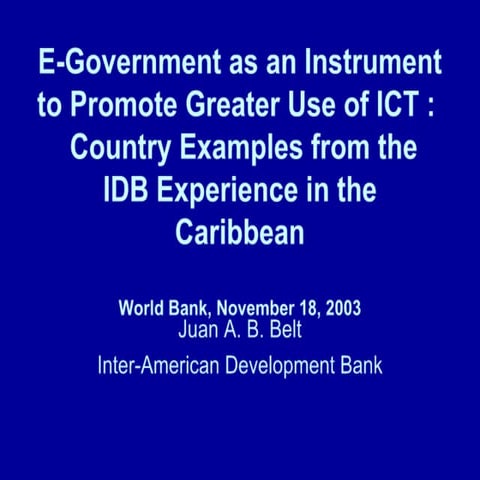 E gov ict world bank nov. 13 2003 | PPT
