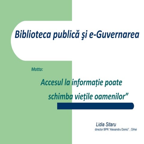 Biblioteca publică și e-guvernarea | PPT