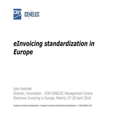 E invoicing, e invoicing standardization in europe | PDF