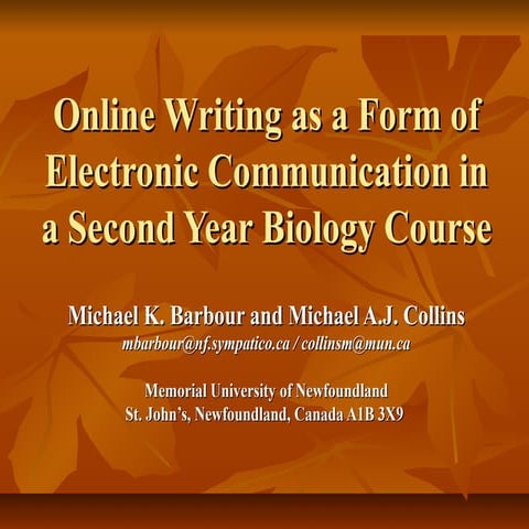 E-Learn 2002 - Online Writing as a Form of Electronic Communication in ...