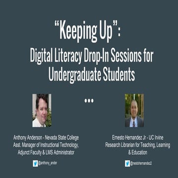 Keeping Up: Digital Literacy Drop-In Sessions for Undergraduate ...