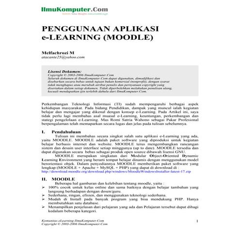 E learning dengan moodle | PDF