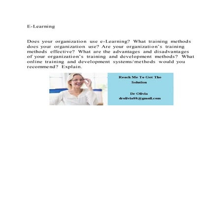 E-Learning Does your organization use e-Learning What trainin | PDF