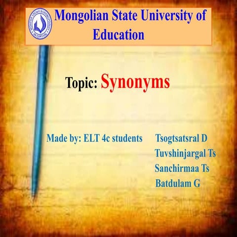 E lesson synonyms | PPTX