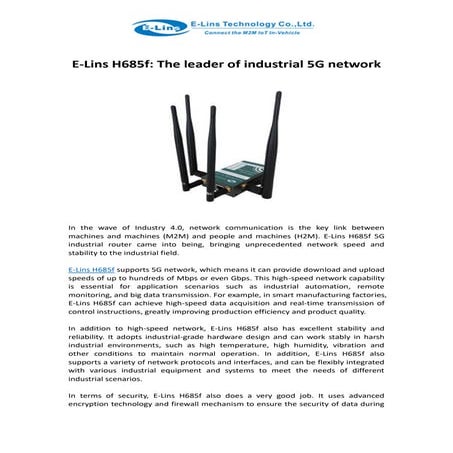 E-Lins H685f- The leader of industrial 5G network.pdf
