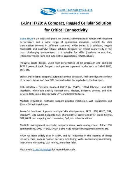 Wireless Communication Solution For Smart Factory System & E-Lins ...