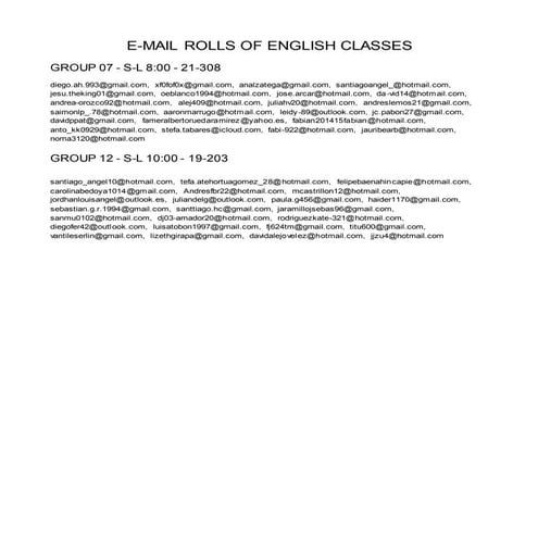 E mail rolls of english classes 20151 | DOCX