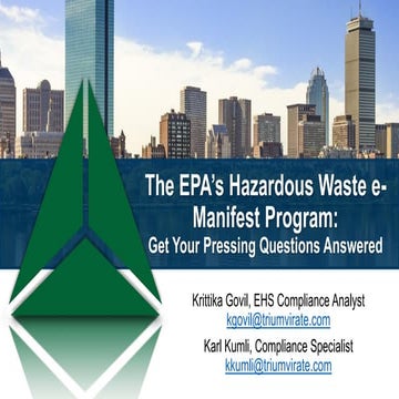 The EPA's Hazardous Waste e-Manifest Program: Get Your Pressing ...