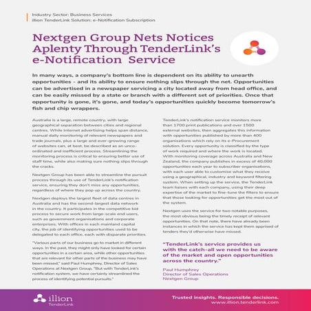 illion TenderLink Plans & Pricing - AU | PDF