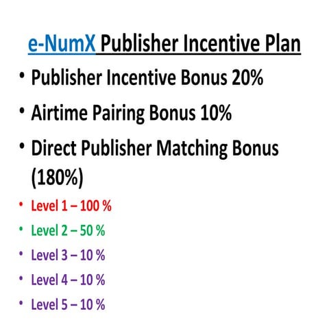 E Num X Publisher Incentive Plan | PPT