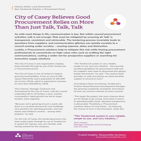 illion TenderLink Plans & Pricing - AU | PDF