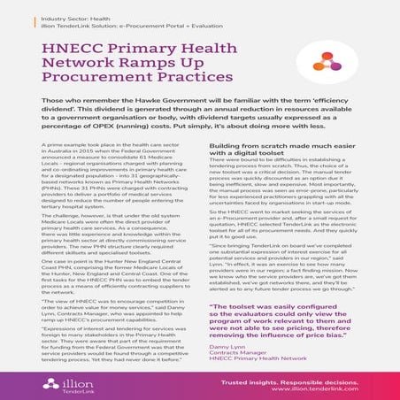 E-Procurement Client Story - HNECC PHN | PDF