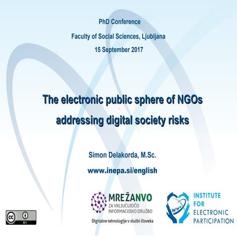 The electronic public sphere of NGOs addressing digital society risks