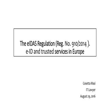 eIDAS Regulation (Reg. No. 910/2014) | PPTX