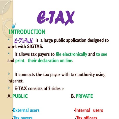 E-TAX.pptx electronic tax payment system | PPTX