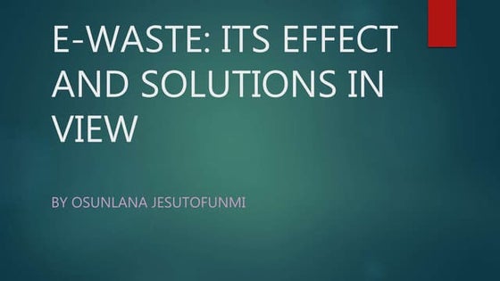 E waste management | PPT