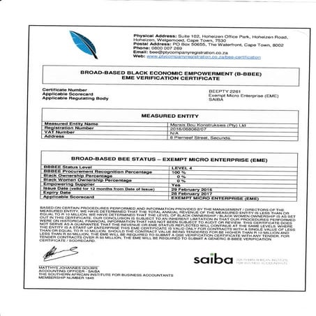 BEE Certificate | PDF | Free Download