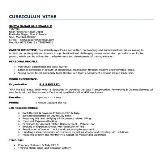 CURRICULUM VITAE SMITA | PDF