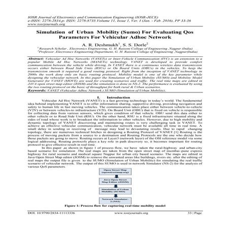 Simulation of Urban Mobility (Sumo) For Evaluating Qos Parameters For ...
