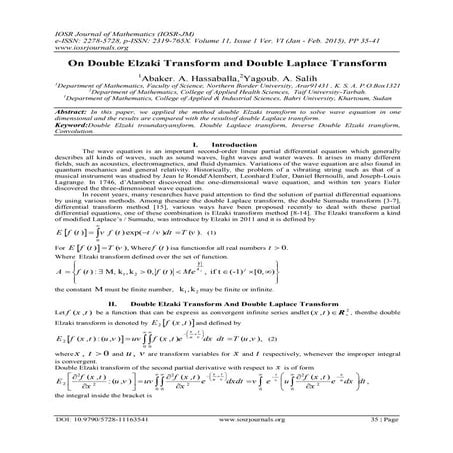On Double Elzaki Transform And Double Laplace Transform Pdf