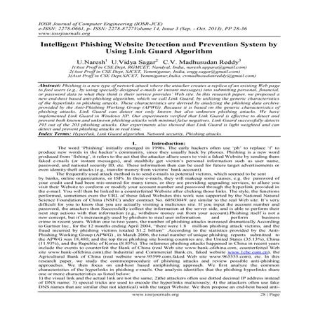 Intelligent Phishing Website Detection and Prevention System by Using Link Guard Algorithm | PDF