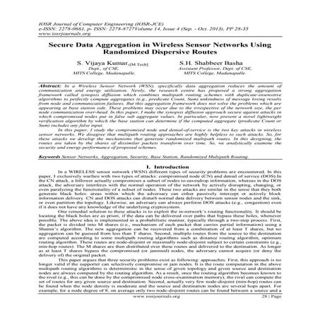 Secure Data Aggregation In Wireless Sensor Networks Using Randomized Dispersive Routes Pdf 