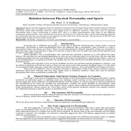 Relation between Physical Personality and Sports | PDF