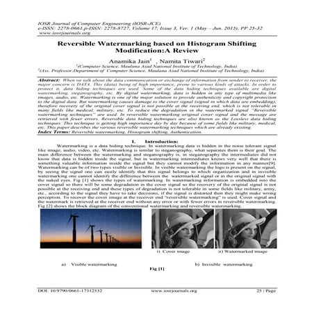 Reversible Watermarking Based On Histogram Shifting Modificationa Review Pdf 