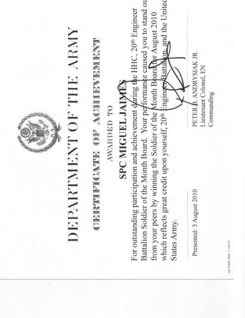 Sample Award Recommendation DA Form 638 | PDF | Physical Therapy | Wellness