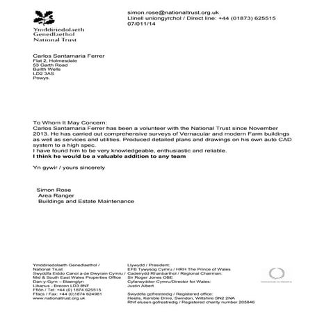 Reference letter national trust | PDF