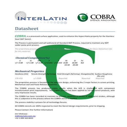 Cobra 1 datasheet | PDF