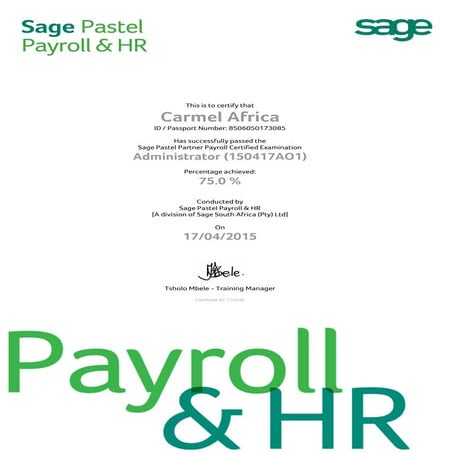 Carmel Afrika Pastel Payroll Certificate | PDF