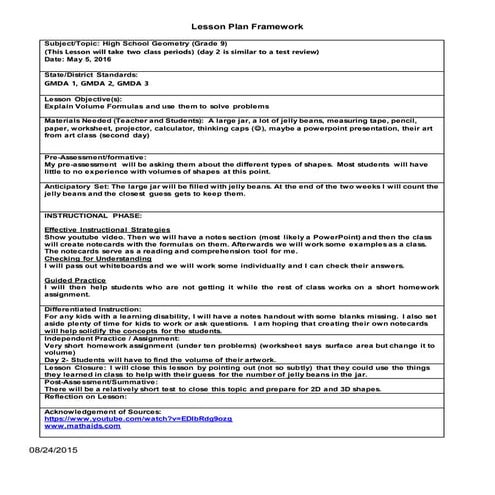 Lesson plan surface area | DOCX