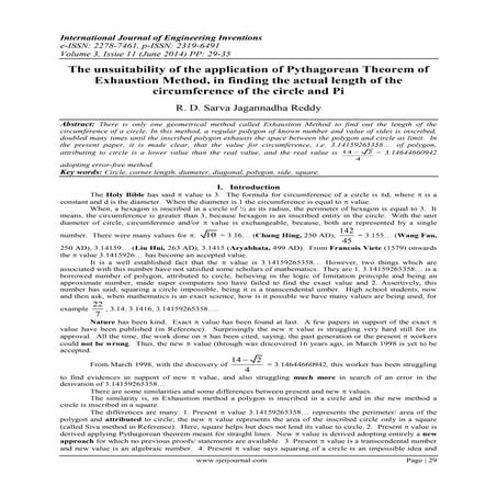 A Geometrical Derivation of π (Pi) | PDF