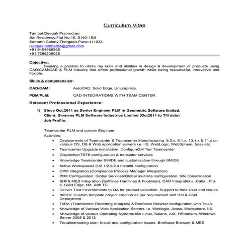 CV_Deepak_Tambat | PDF