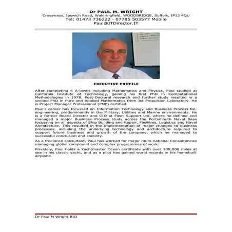 Dr Paul Wright - BIO | DOC