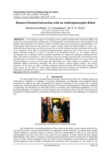 Human robot interaction | PPTX | Robotics | Technology & Computing