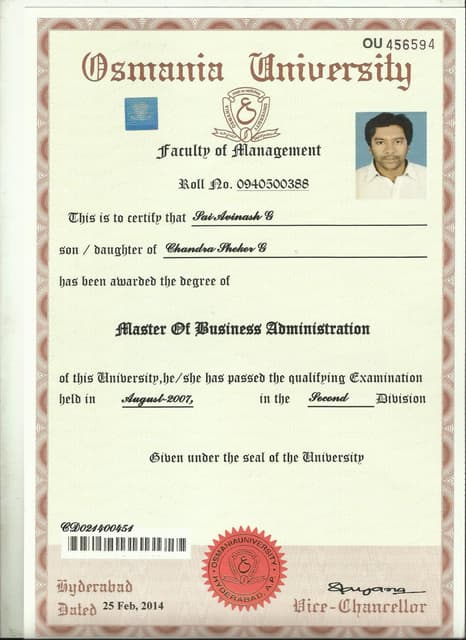Provisional Certificate of MBA
