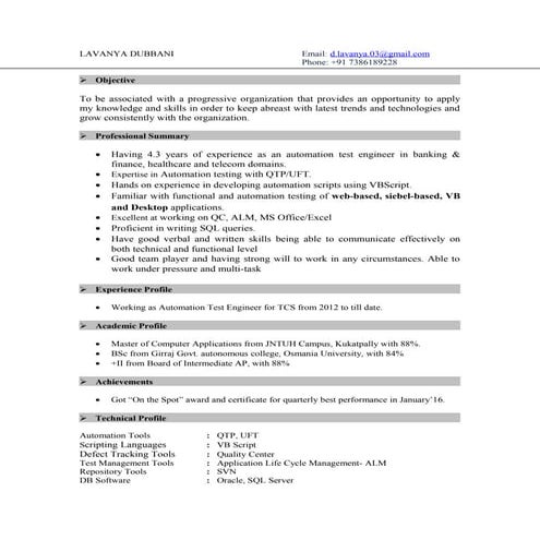 Lavanya_4.3yrsExp_AutomationTesting_QTP_UFT_VBScript | DOC