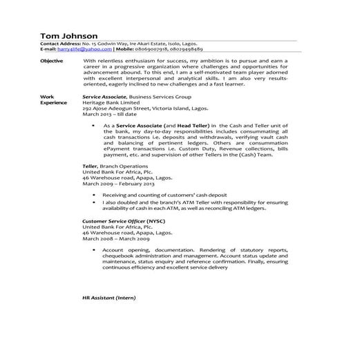 CV.Tom.Johnson original | DOC | Business Banking & Finance | Business