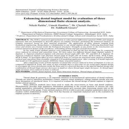 Enhancing Dental Implant Model By Evaluation Of Three Dimensional Finite Element Analysis Pdf
