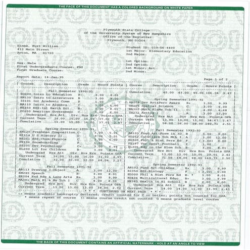 Transcripts from PSU | PDF