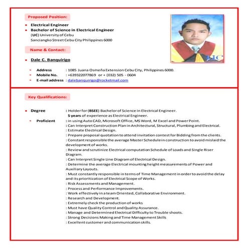 DaleBanquirigo.UpdatedCV.061516 | PDF