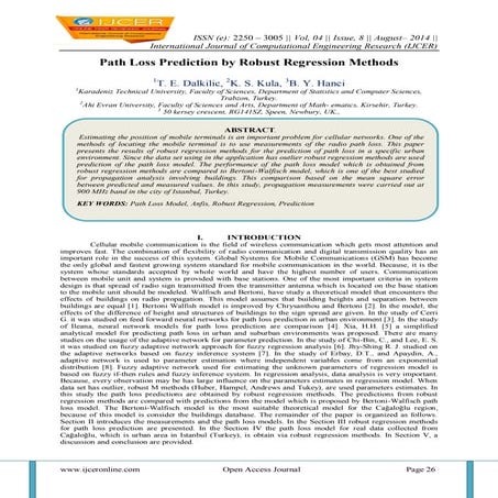 Path Loss Prediction By Robust Regression Methods Pdf Computer