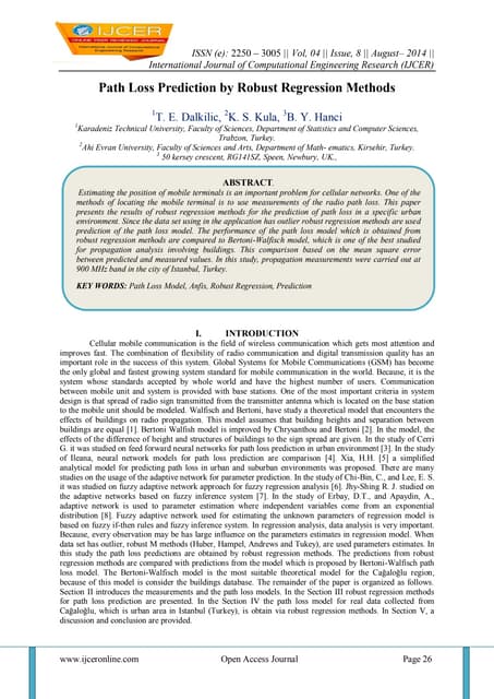 Path Loss Prediction By Robust Regression Methods Pdf Computer